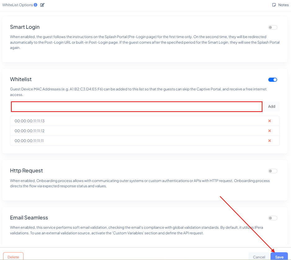 How to Whitelist mac address in the Onboarding Flow? – IPERA Solutions